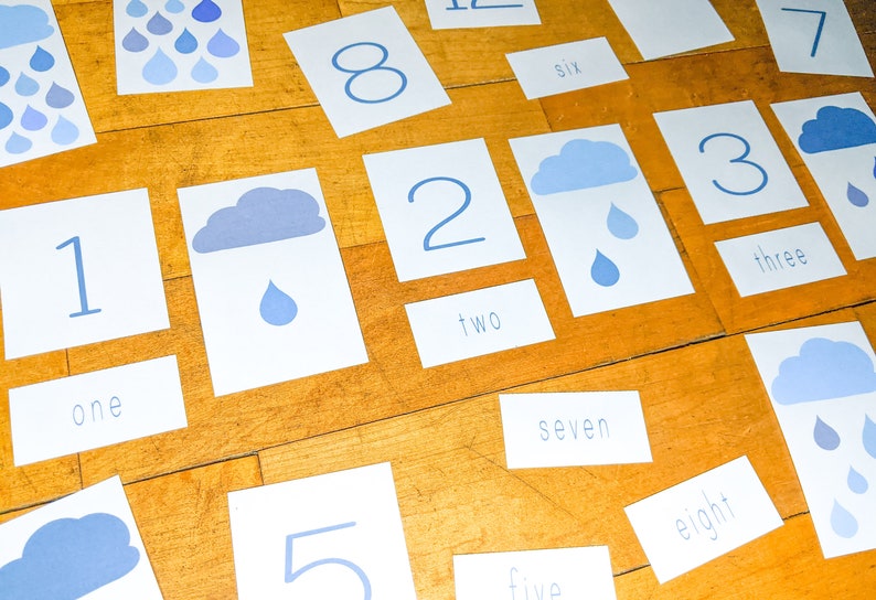 Raindrop Number Matching Activity Printable Number Flash - Etsy
