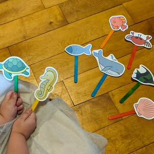 Ocean Puppets, Craft Stick Printable Puppets, Kids Pretend Play, Ocean ...