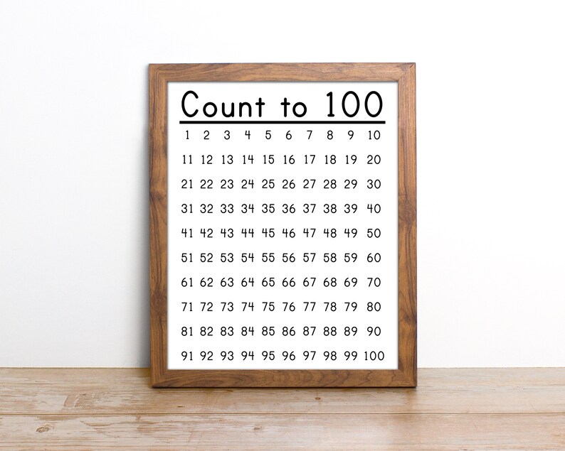 Count to 100 Poster Printable Instant Download Classroom - Etsy