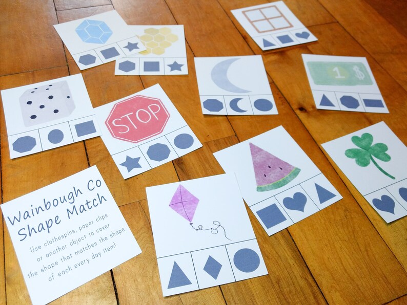 Shape Match Printable Flash Card Game, Clothespin Match Activity, Real ...