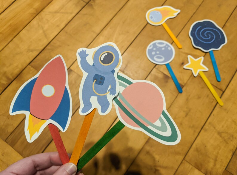 Space Puppets, Craft Stick Printable Puppets, Kids Pretend Play ...