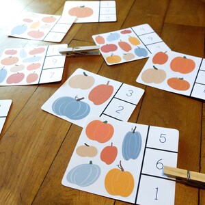 Pumpkin Counting Printable Flash Card Game, Clothespin Match Activity ...