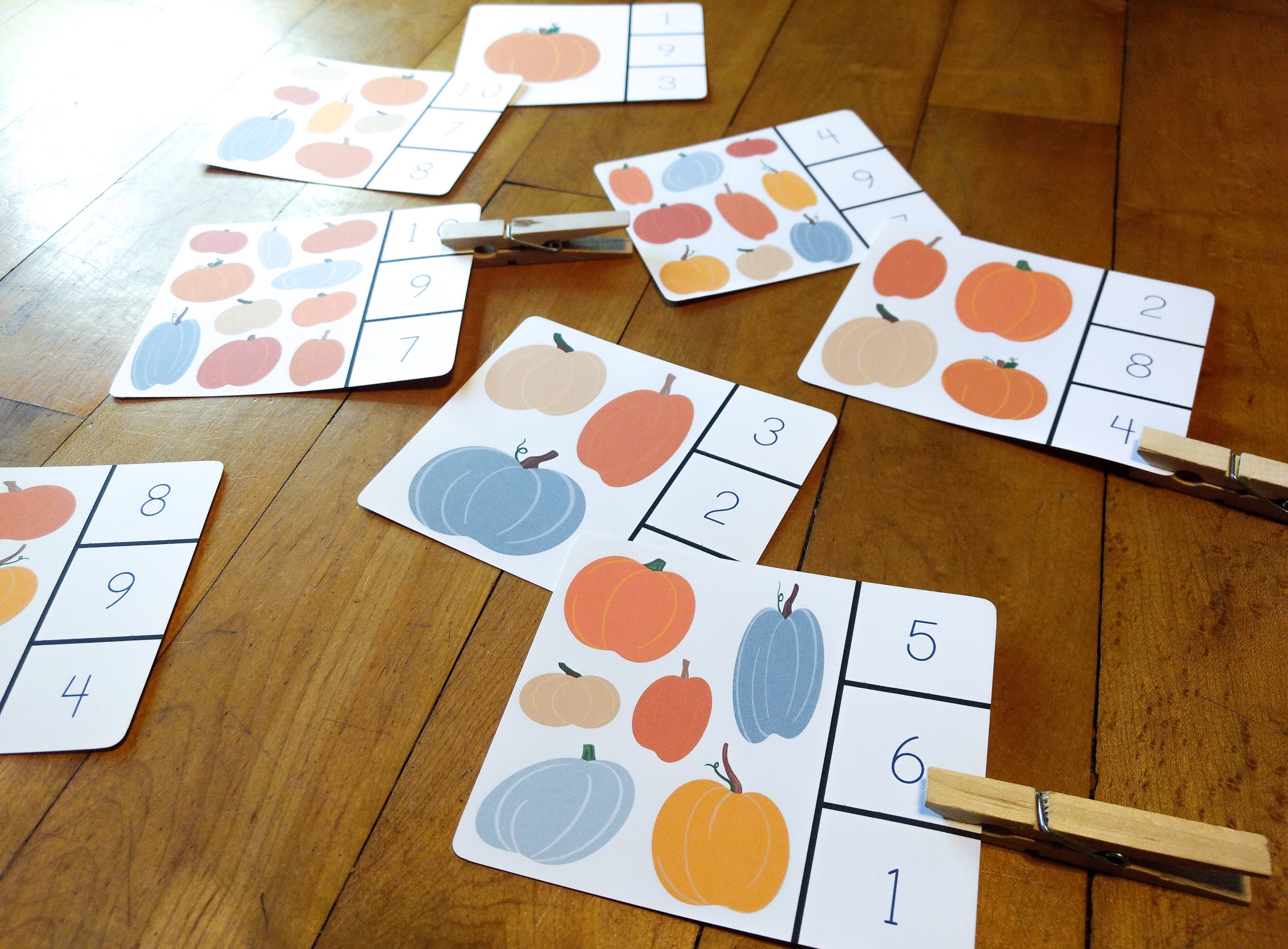 Pumpkin Counting Printable Flash Card Game, Clothespin Match Activity ...