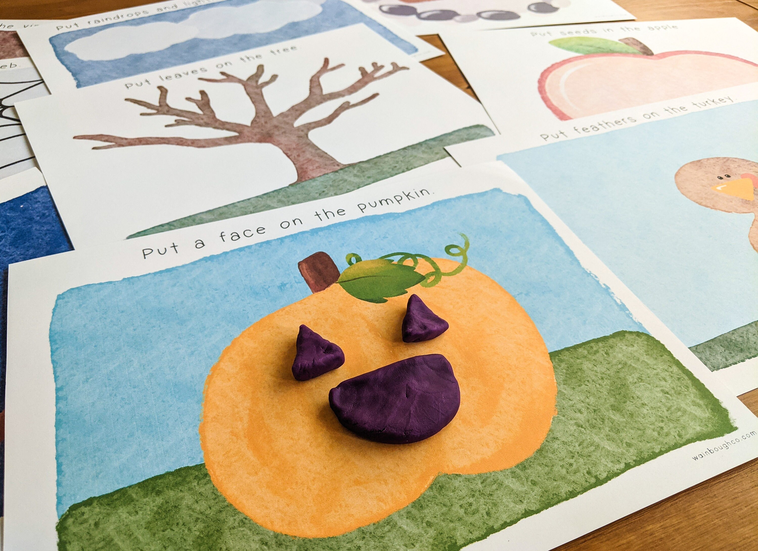 Fall Play Dough Mats Printable Modeling Dough Pages Kids - Etsy