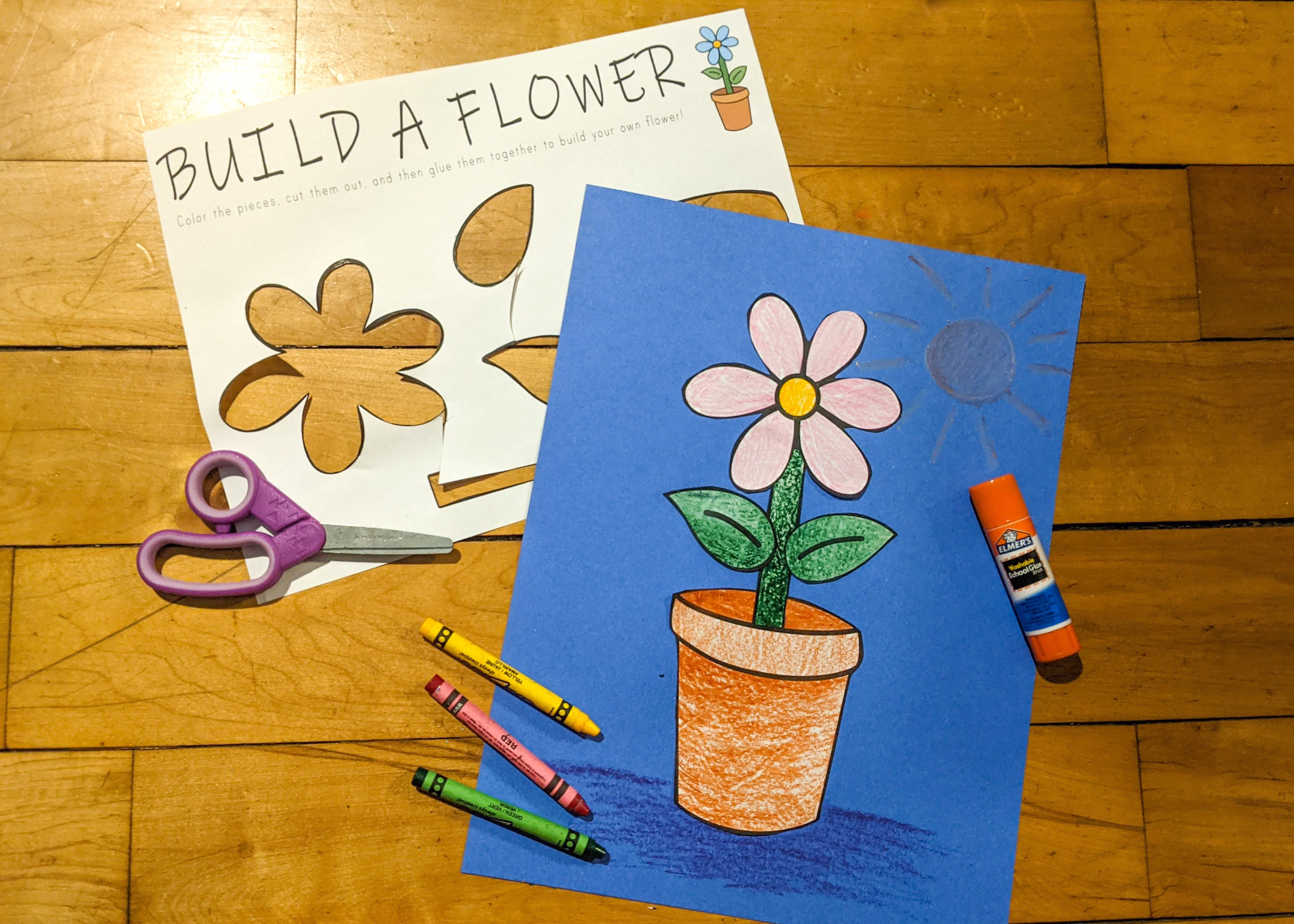 Build a Flower Printable Craft Spring Paper Craft Indoor | Etsy