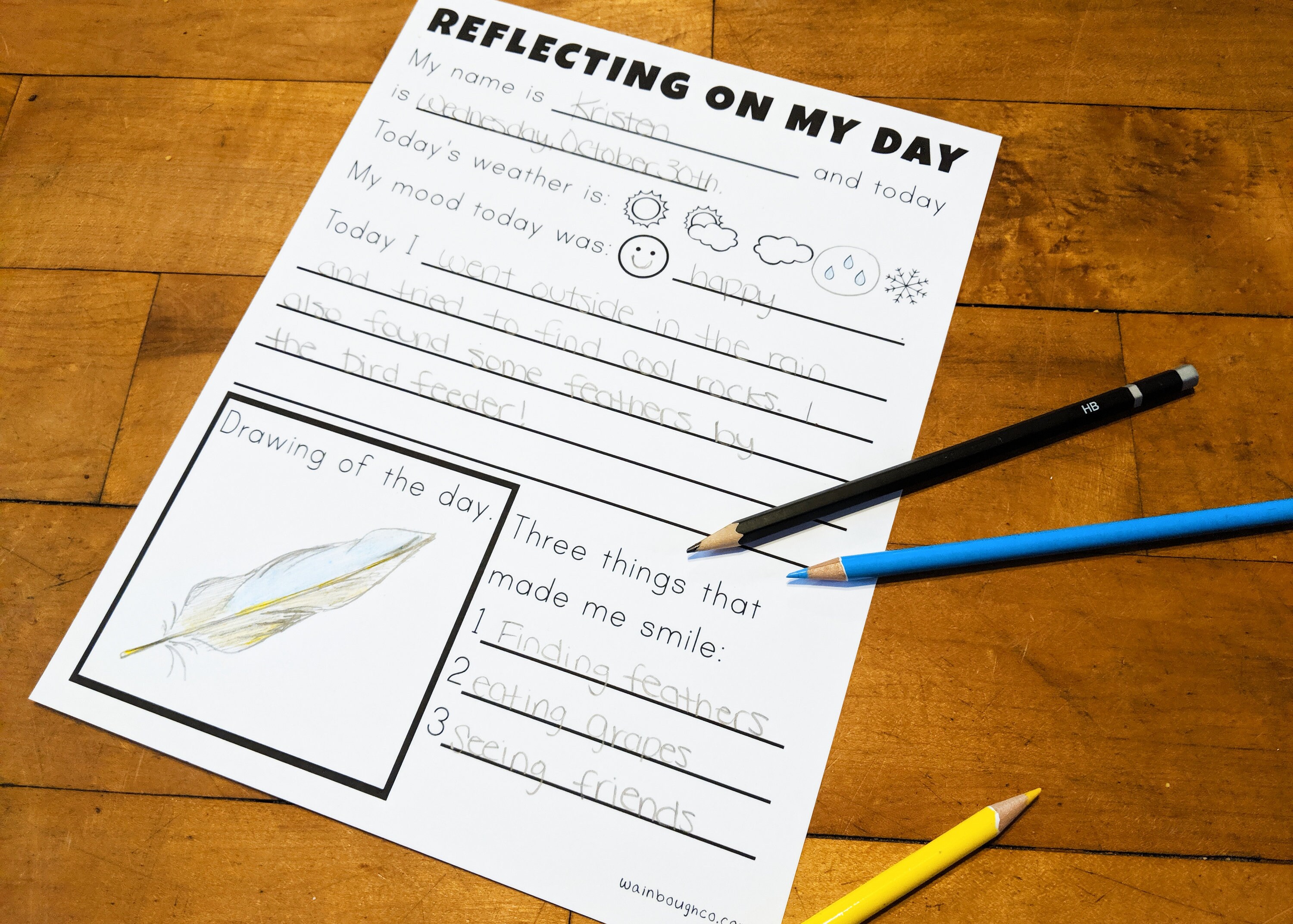 Daily Printable Reflections Activity, Homeschool Teacher Resources ...