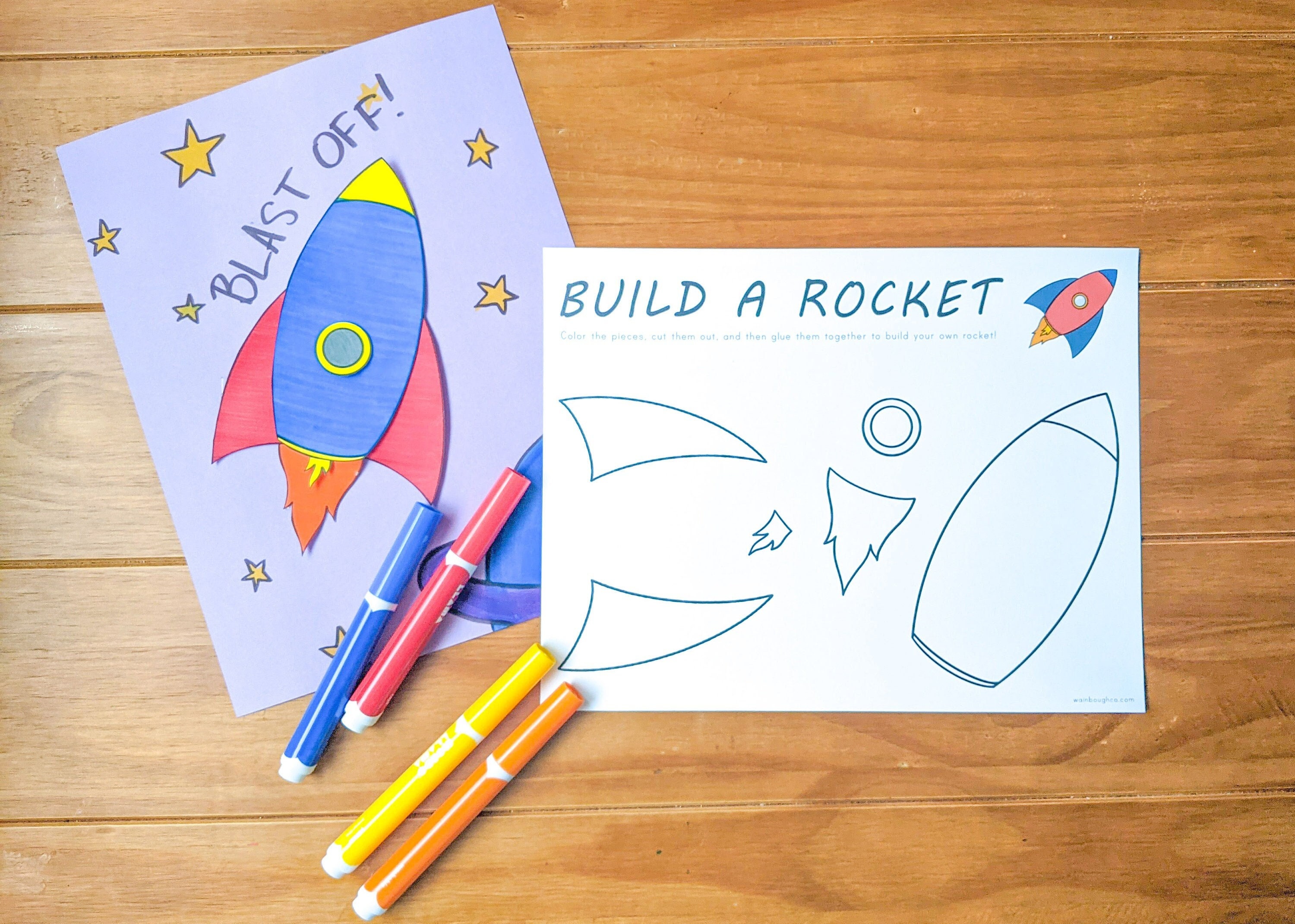 Rocket Ship Printable Craft Space Themed Activity Indoor - Etsy
