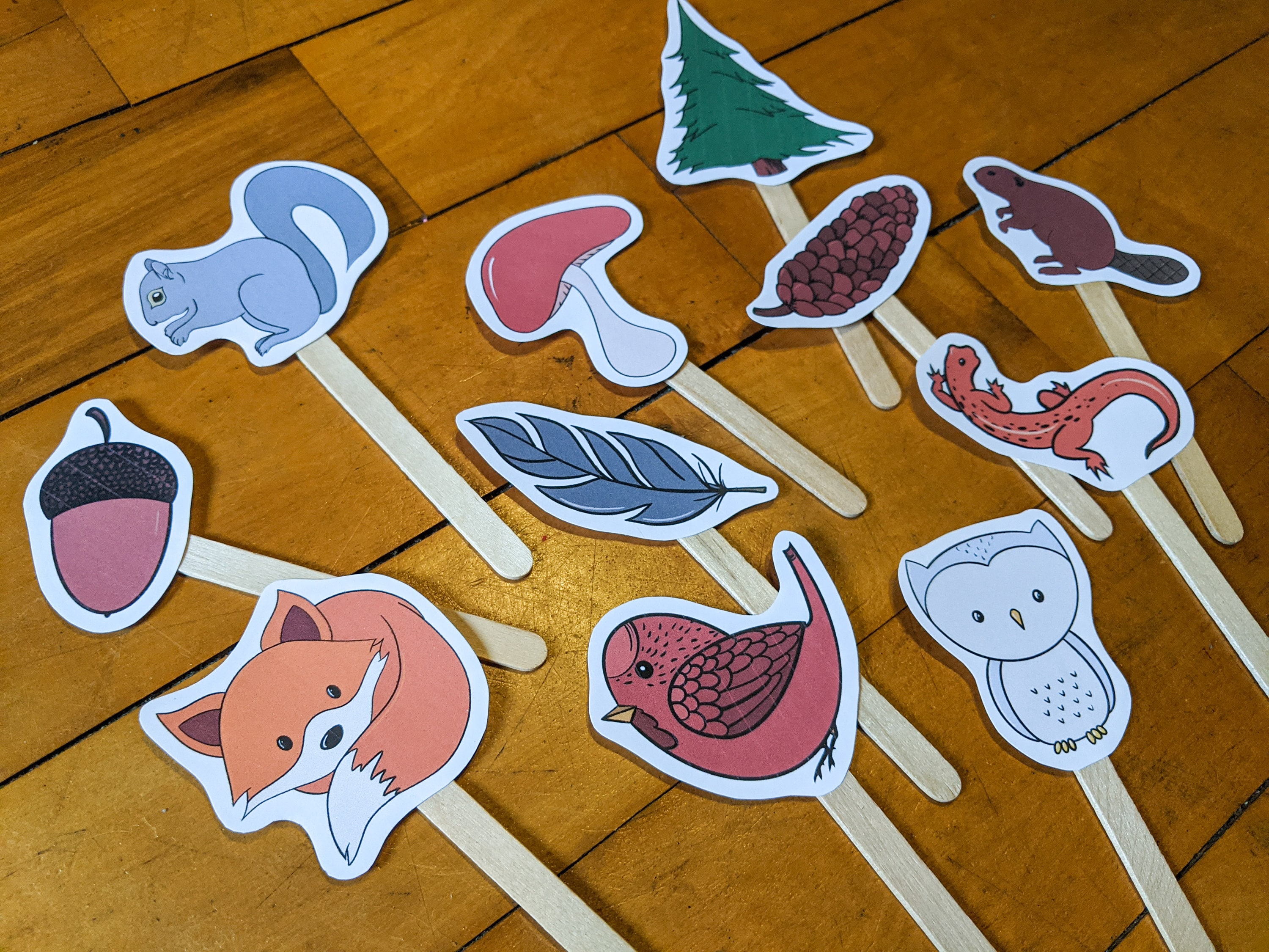 Woodland Animal Puppets Craft Stick Printable Puppets Kids | Etsy