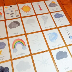 Weather Printable Flash Cards, Homeschool Science Activity, Preschool ...