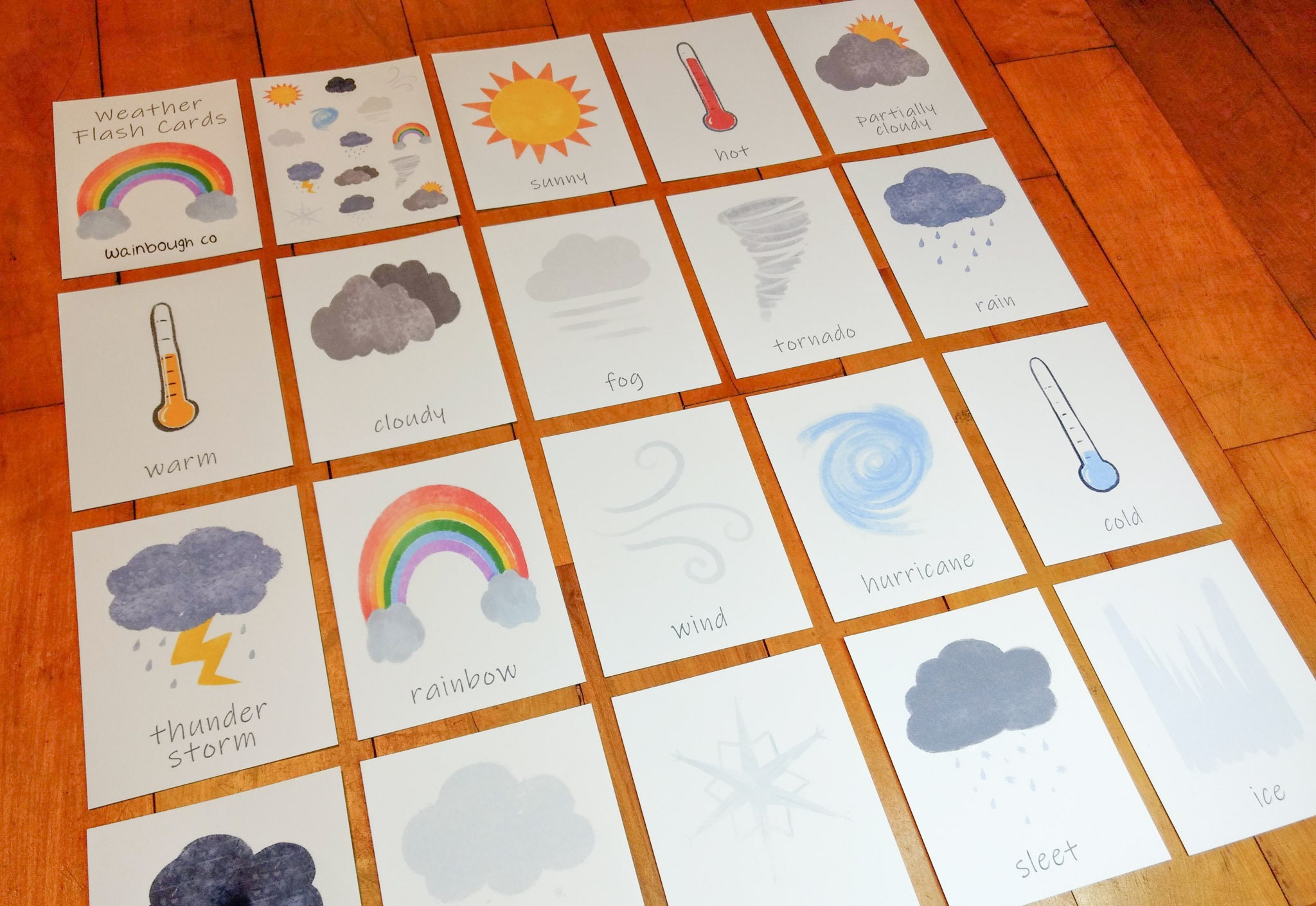Weather Printable Flash Cards Homeschool Science Activity - Etsy