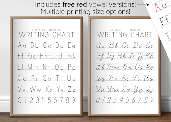 Alphabet Writing Chart Poster Printable Cursive and Print - Etsy