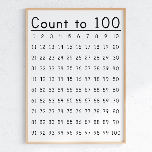 Count to 100 Poster Printable Instant Download Classroom - Etsy