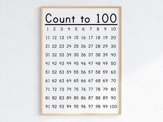 Count to 100 Poster Printable Instant Download Classroom | Etsy