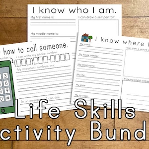 Life Skills Printable Activity Bundle, Educational Kids Journal Pages ...