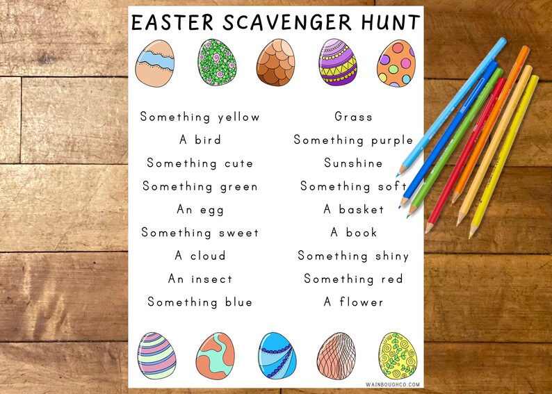 Easter Scavenger Hunt, Printable Spring Search and Find, Outdoor ...