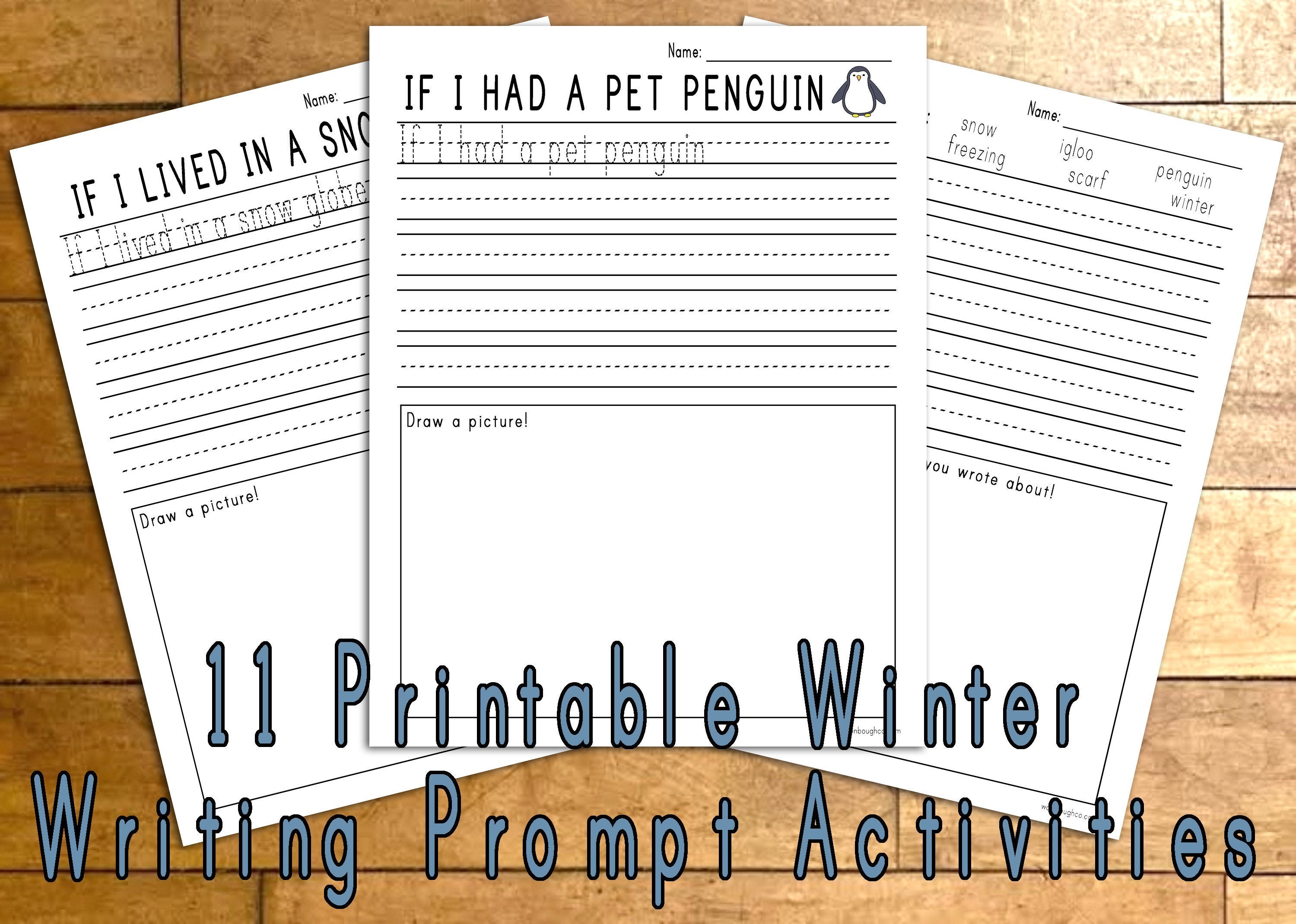Winter Writing Prompt Bundle, 11 Printable Writing Activities ...