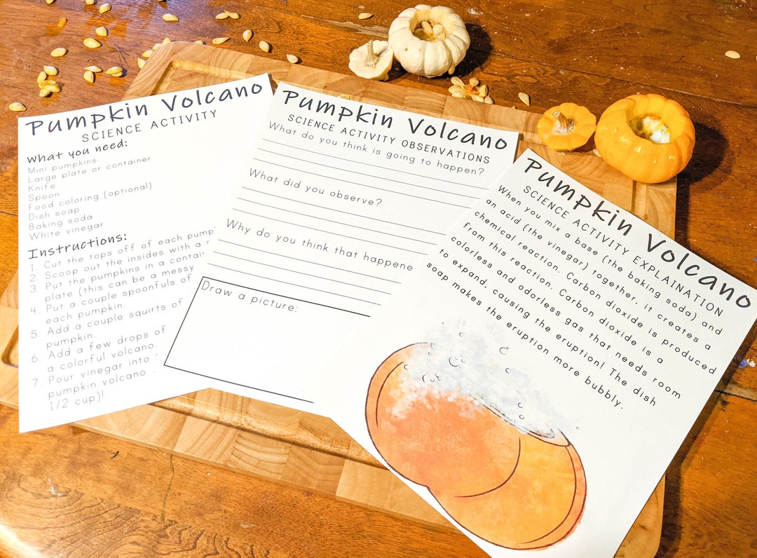 Pumpkin Volcano Science Activity, Printable Fall Homeschool, Autumn ...