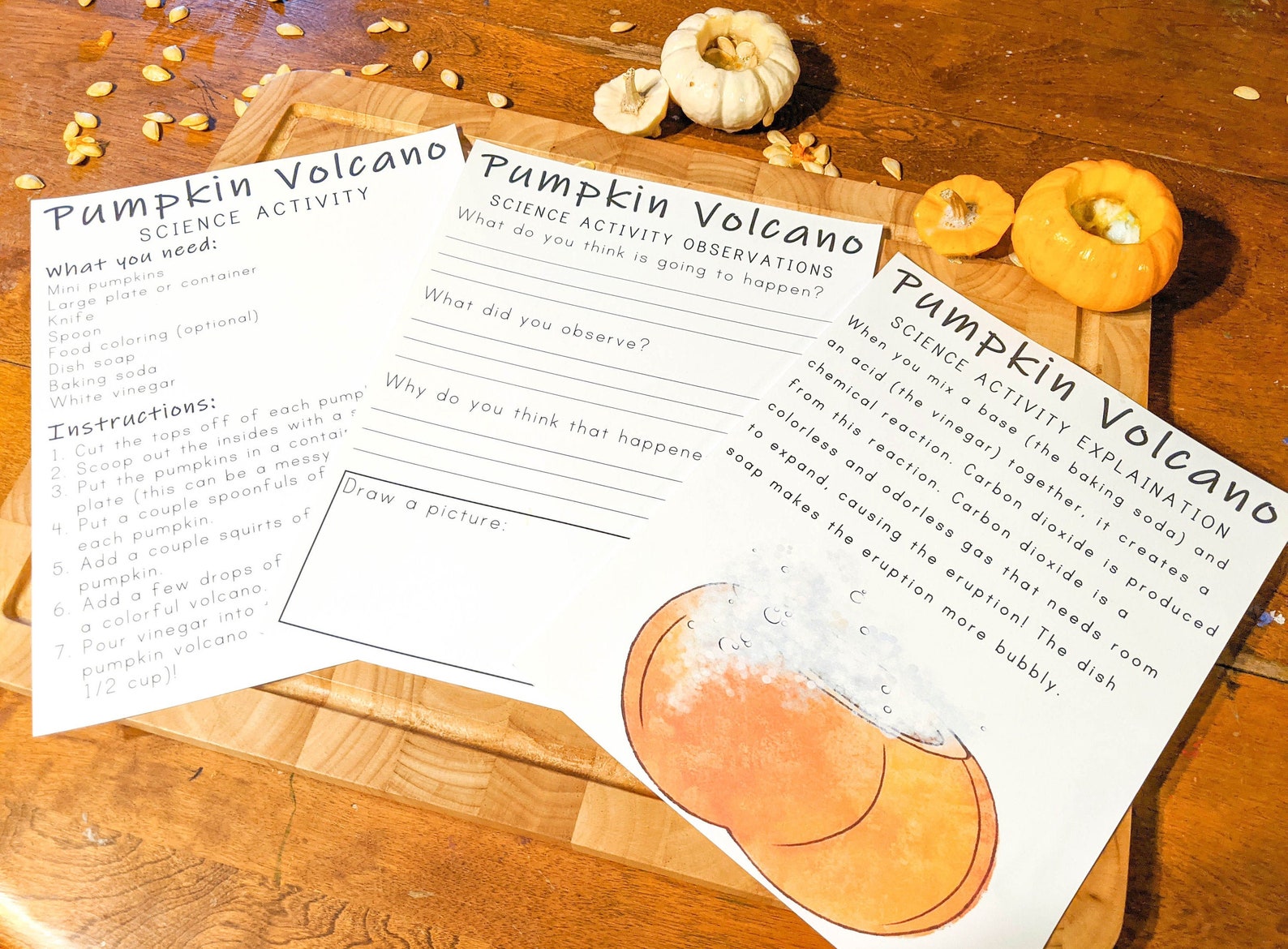 Pumpkin Volcano Science Activity, Printable Fall Homeschool, Autumn ...