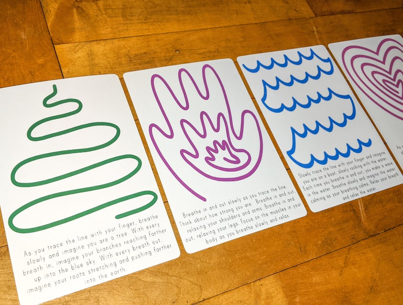 Guided Meditation Cards, Printable Mindfulness Flash Cards, Calm Down ...