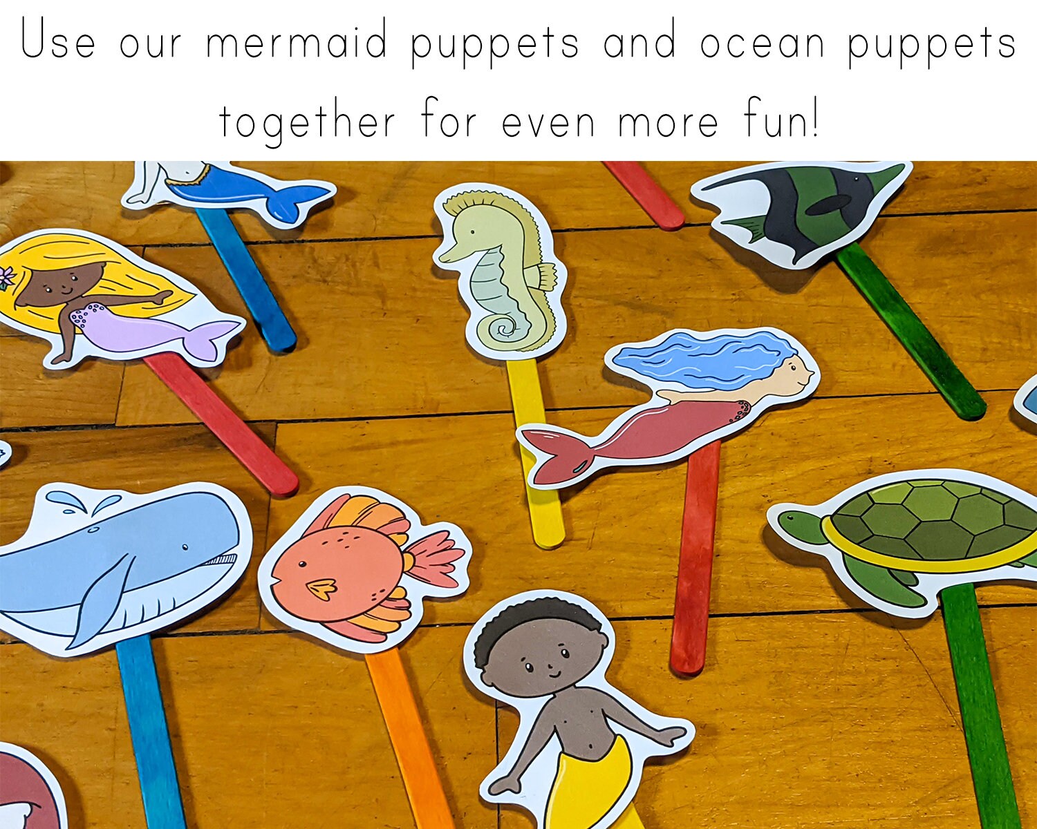 Ocean Puppets Craft Stick Printable Puppets Kids Pretend - Etsy