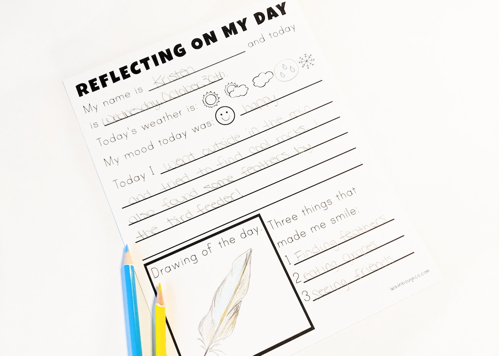 Daily Printable Reflections Activity Homeschool Teacher - Etsy