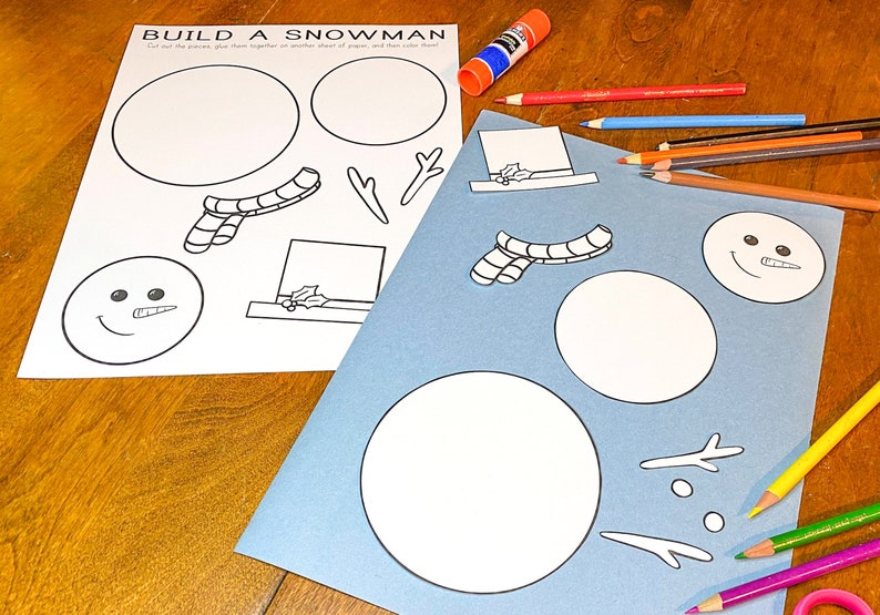 Snowman Printable Craft, Indoor Preschool Activity, Kids Coloring Page ...