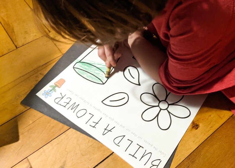 Build a Flower Printable Craft, Spring Paper Craft, Indoor Preschool ...