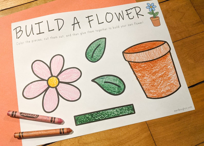 Build a Flower Printable Craft, Spring Paper Craft, Indoor Preschool ...