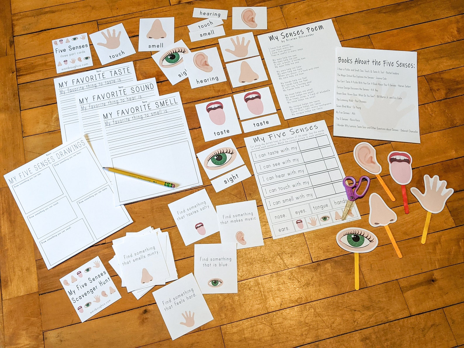 Five Senses Printable Activity Package Senses Unit Study | Etsy