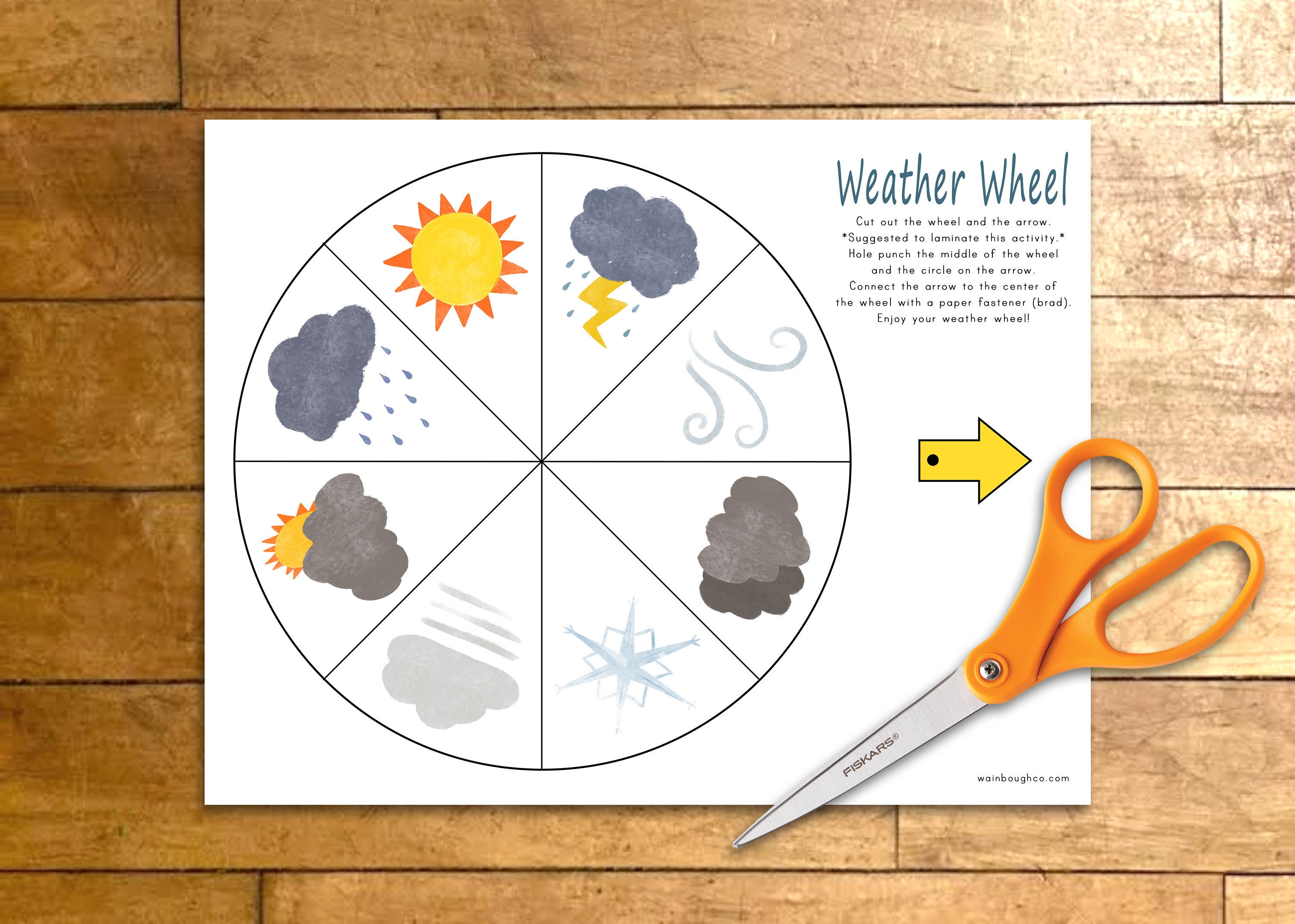 Weather Wheel Spinner, Printable Daily Weather Activity, Kids Weather ...