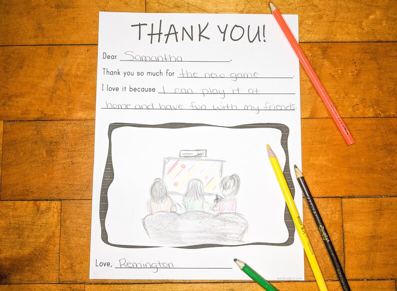 Thank You Note Printable Template, Gratitude Writing Prompt, Thank You ...