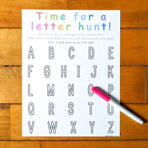 Printable Letter Hunt Activity, Preschool Scavenger Hunt, Toddler ...