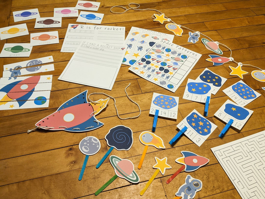 Space Printable Activity Bundle, Kid Activities, Preschool Educational ...