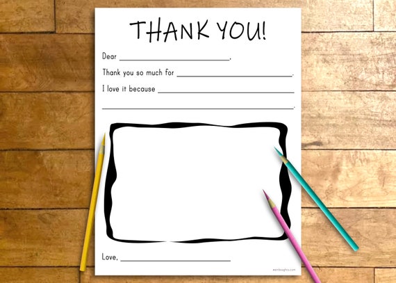 Thank You Note Printable Template Gratitude Writing Prompt - Etsy
