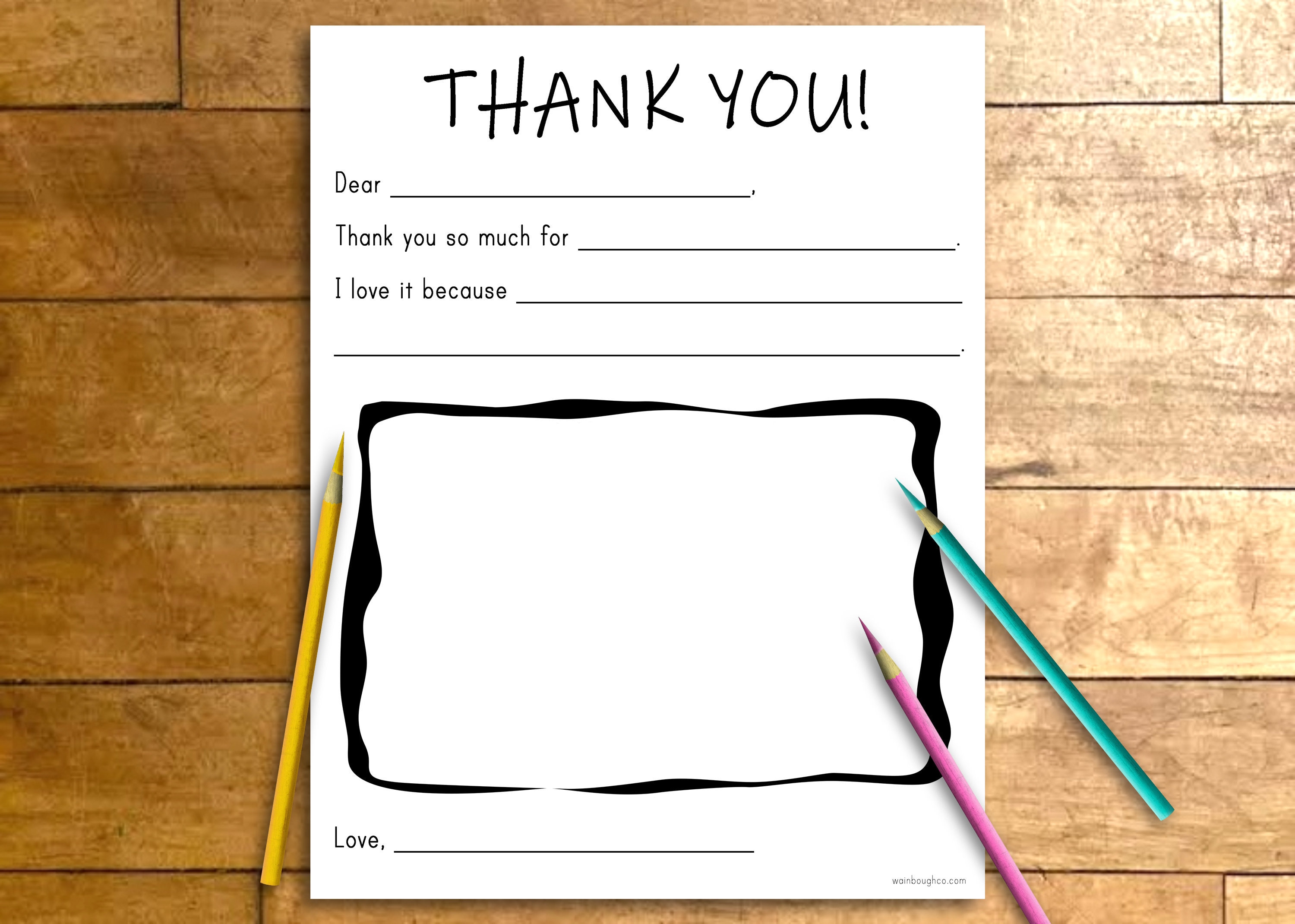 Thank You Note Printable Template Gratitude Writing Prompt - Etsy