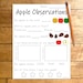Apple Observations Printable Activity, Preschool Science Lesson ...
