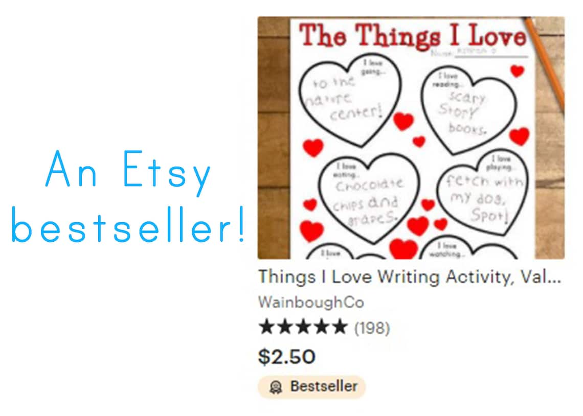 Things I Love Writing Activity Valentine's Day Printable - Etsy