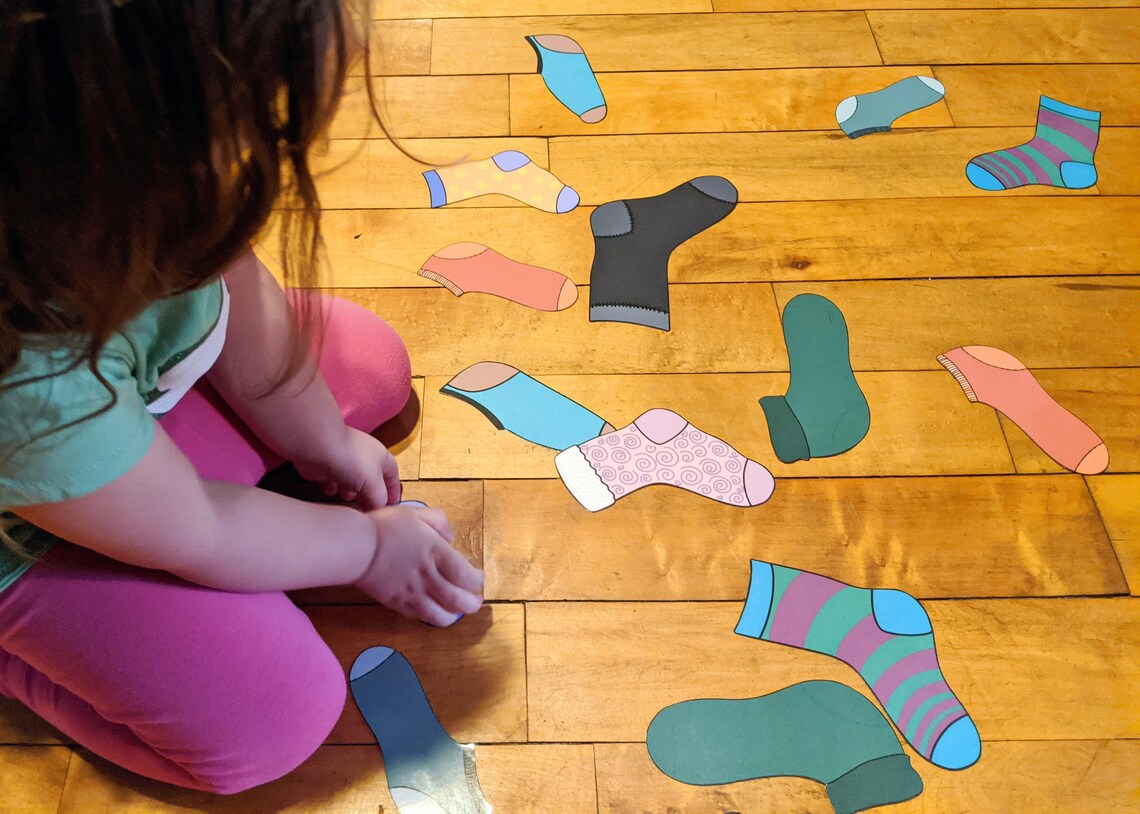 Printable Sock Matching Activity Cut and Sort Laundry Game | Etsy
