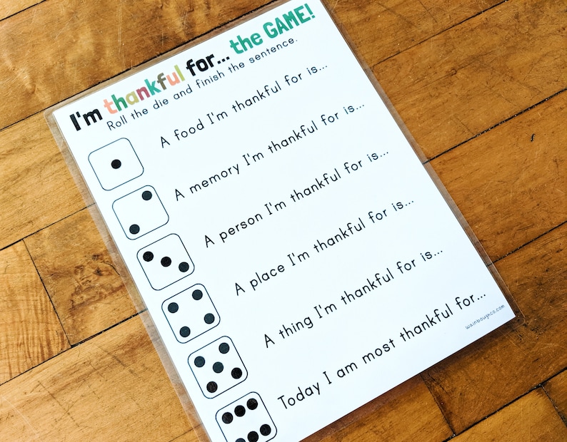 Printable Thankful Game, Gratefulness Activity, Family Conversations ...