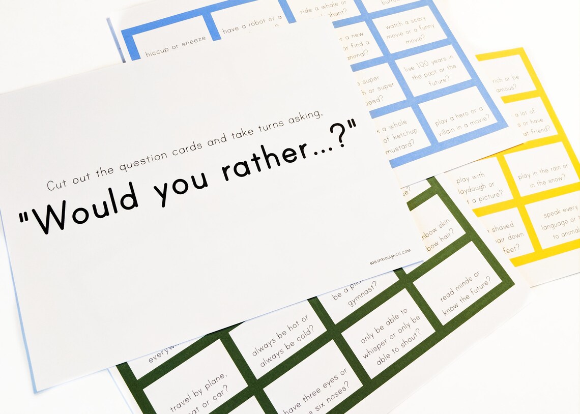 Would You Rather for Kids Printable Family Questions and - Etsy