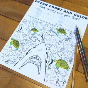Ocean Counting and Coloring Printable Activity Page, Seek and Find DIY ...