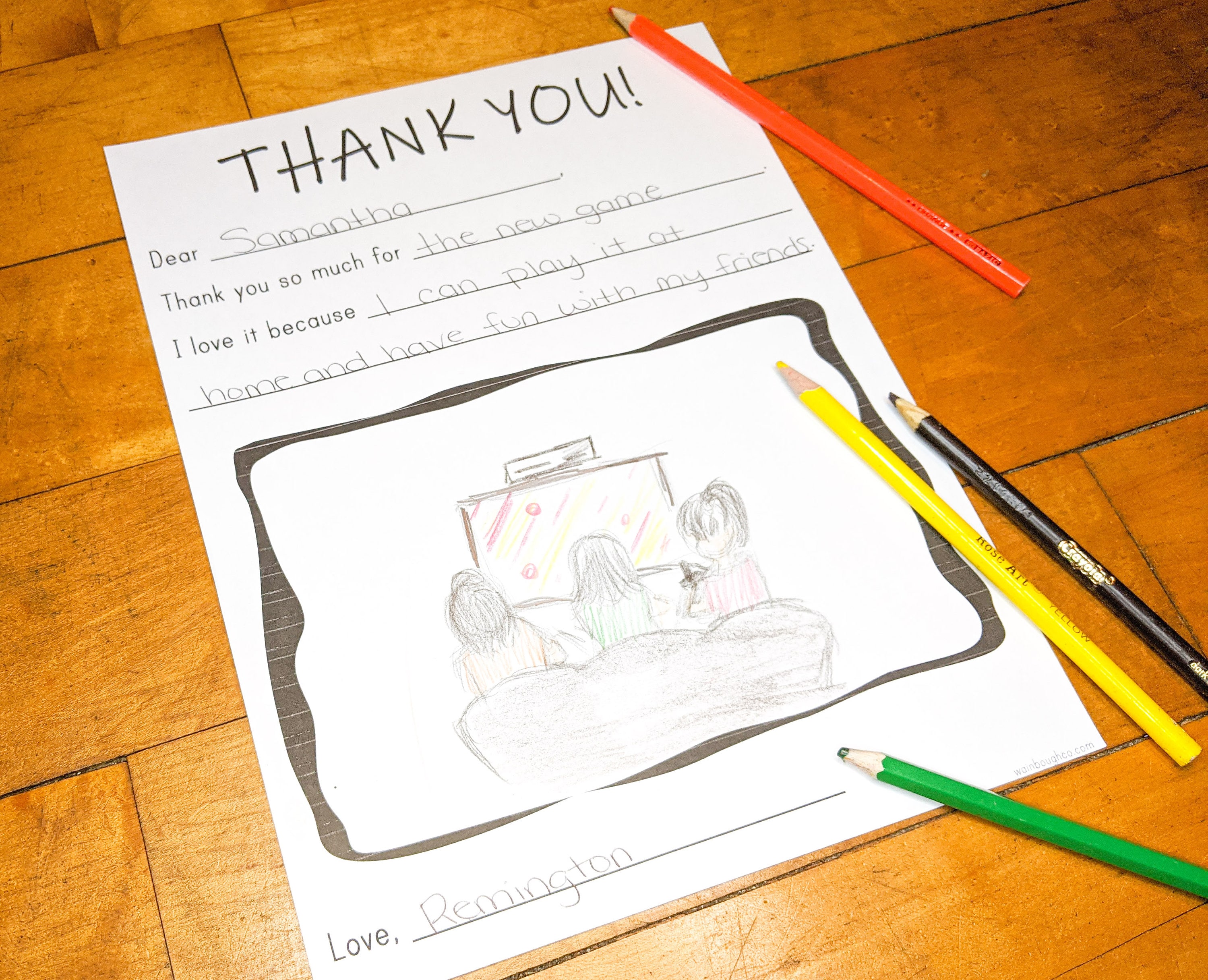 Thank You Note Printable Template Gratitude Writing Prompt - Etsy