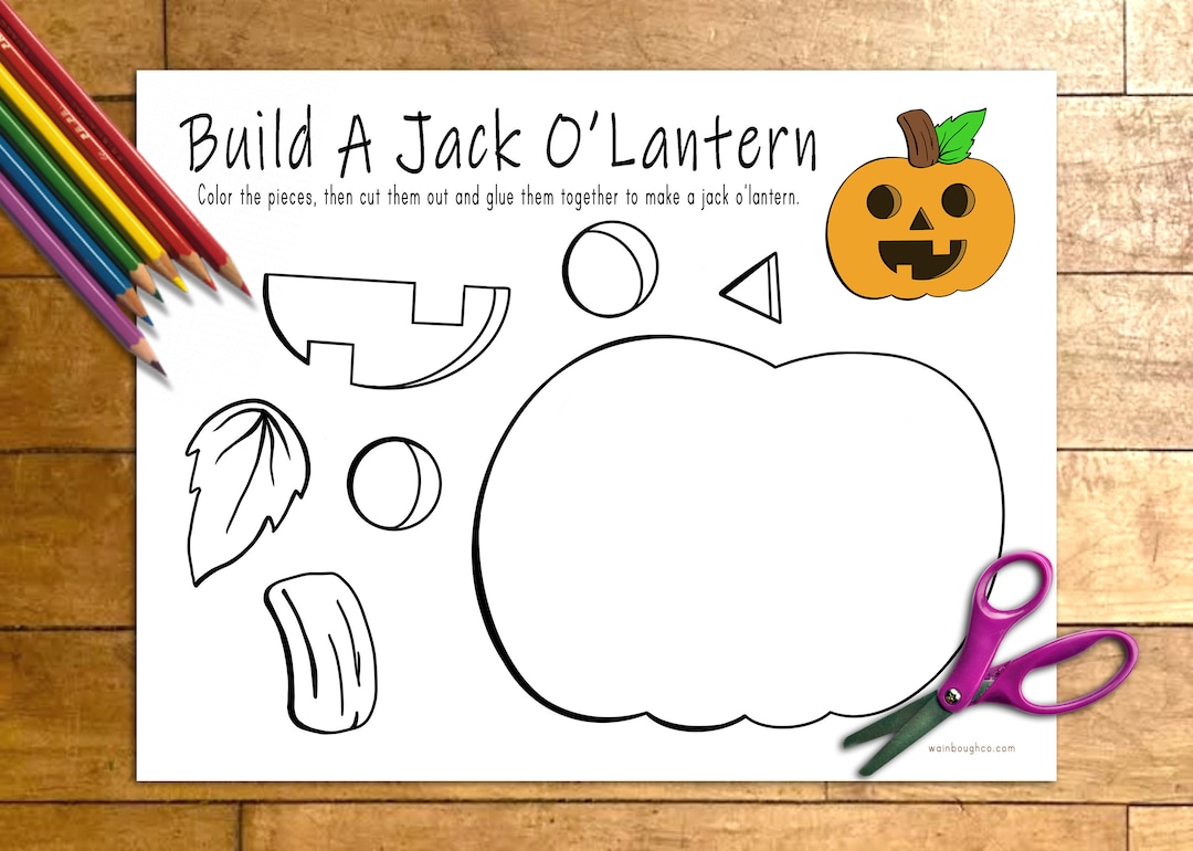 Jack O'lantern Printable Craft, Indoor Preschool Activity, Kids ...