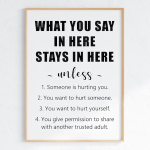 What You Say in Here Printable Poster, Safe Space Poster, Counseling ...