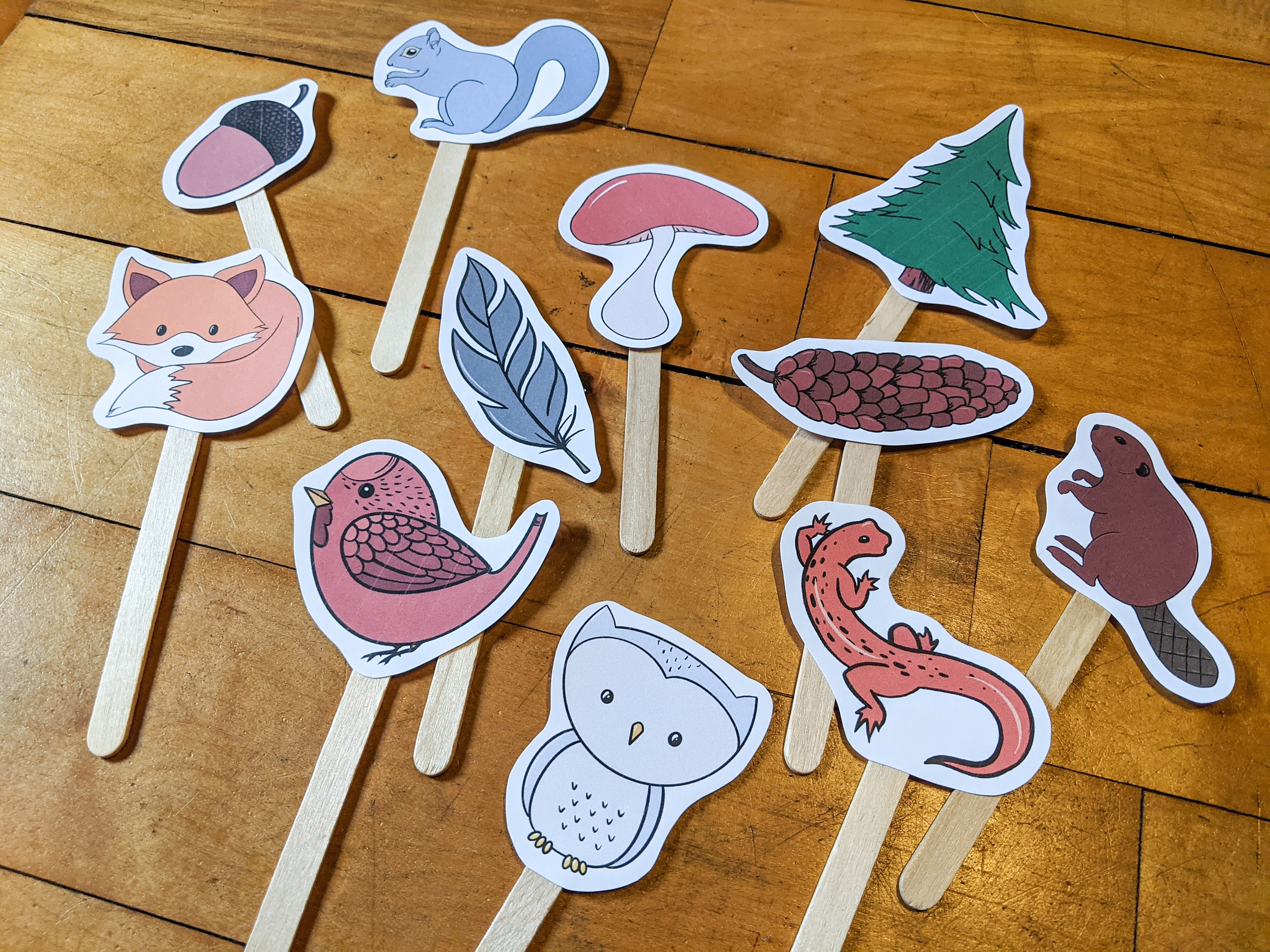 Woodland Animal Puppets Craft Stick Printable Puppets Kids | Etsy