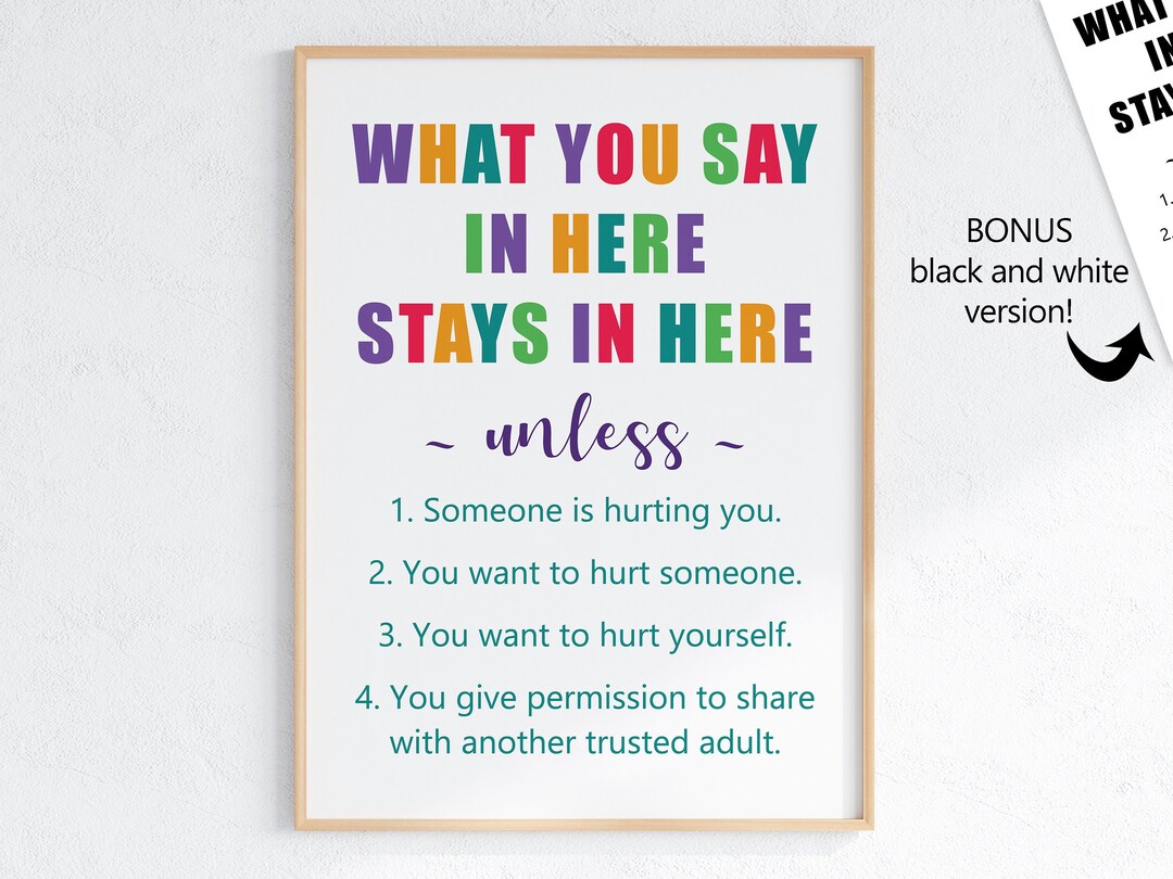 What You Say in Here Printable Poster, Safe Space Poster, Counseling ...