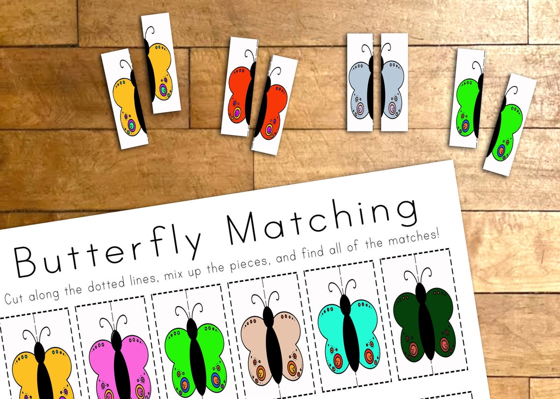 Butterfly Matching Game Printable Memory Game Preschool | Etsy