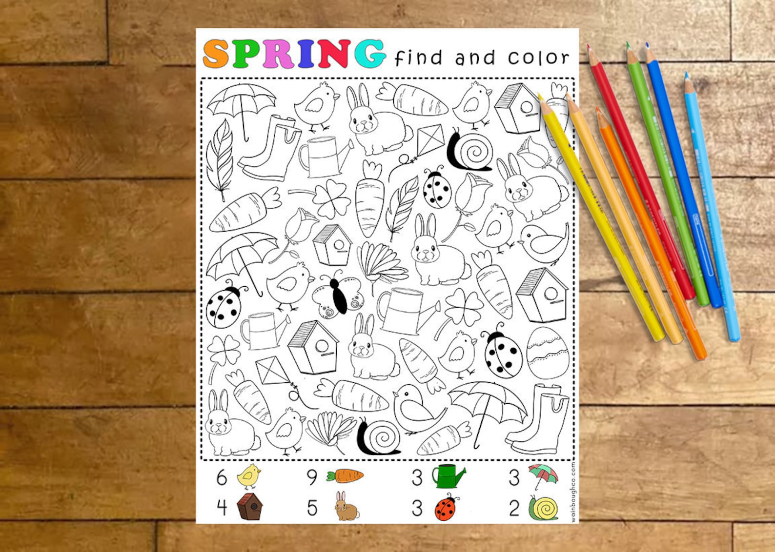 Find and Color Spring Activity Printable Coloring Page for | Etsy