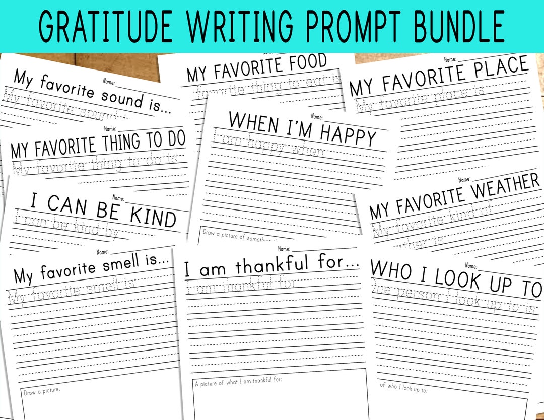 Gratitude Writing Prompt Bundle, 10 Printable Writing Activities ...