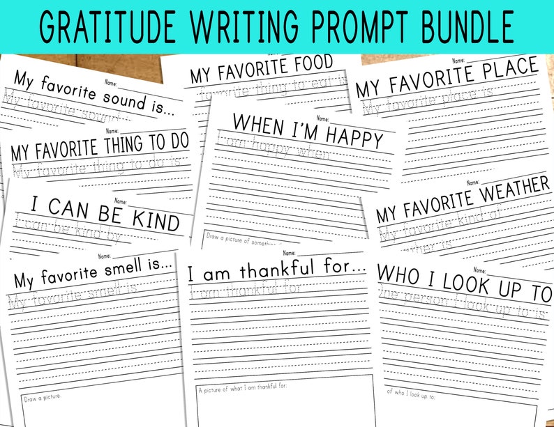 Gratitude Writing Prompt Bundle 10 Printable Writing | Etsy